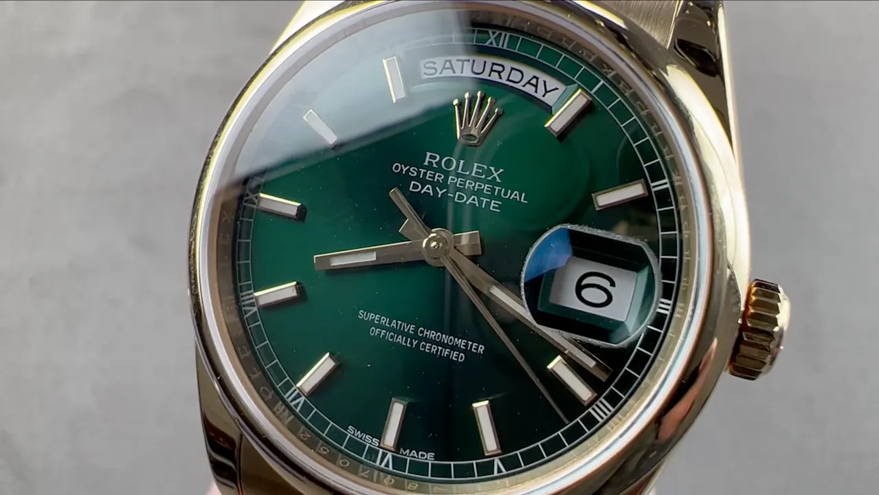 Rolex Day Date Emerald Green Dial 118208 - The 1916 Company Studios