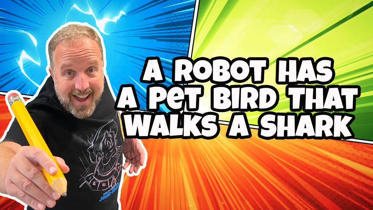 A Robot Has A Pet Bird That Walks A Shark - How To Draw With John-Marc ...