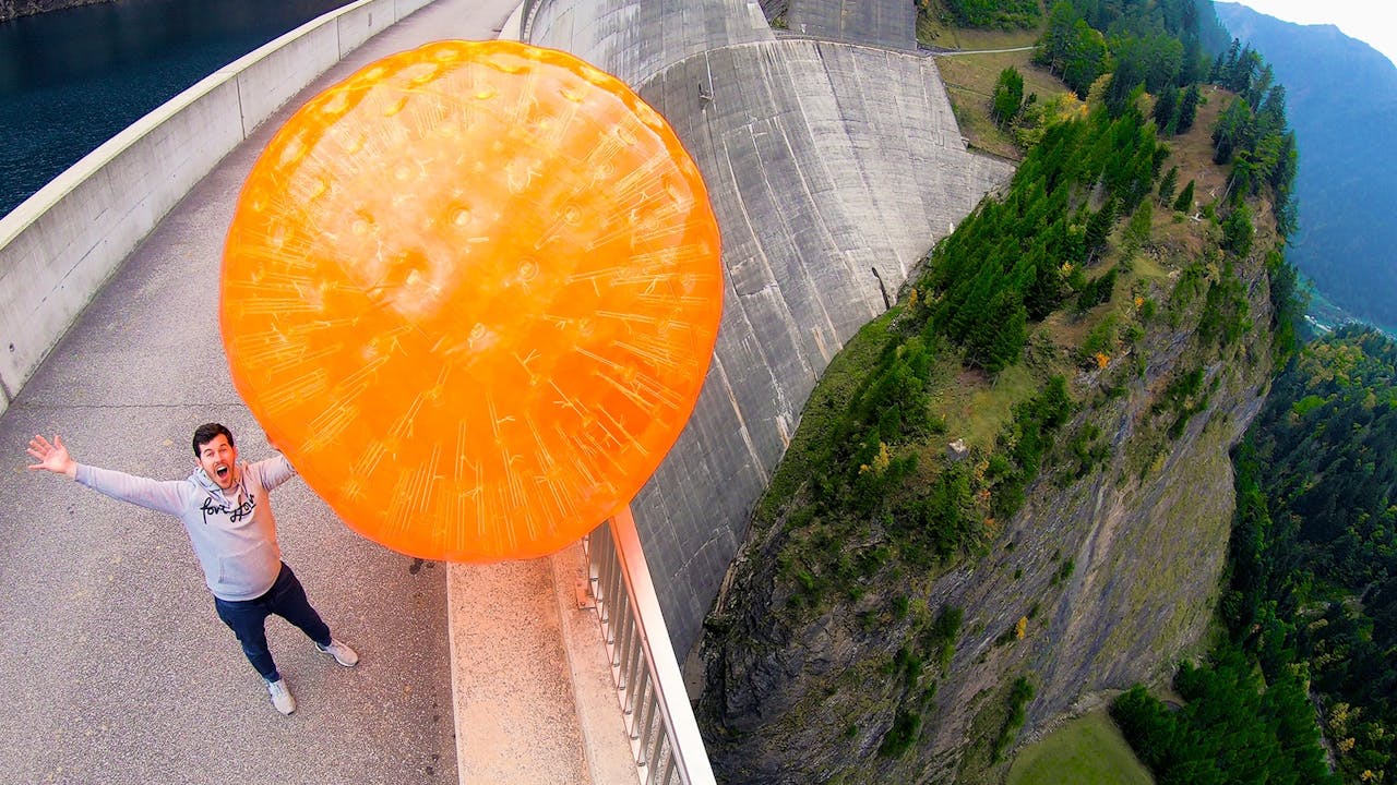 ZORB BALL MAGNUS EFFECT from 165m Dam! - How Ridiculous - Yippee ...