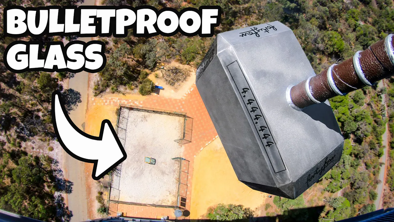 100KG THOR’S HAMMER Vs. BULLETPROOF GLASS from 45m! - How Ridiculous ...