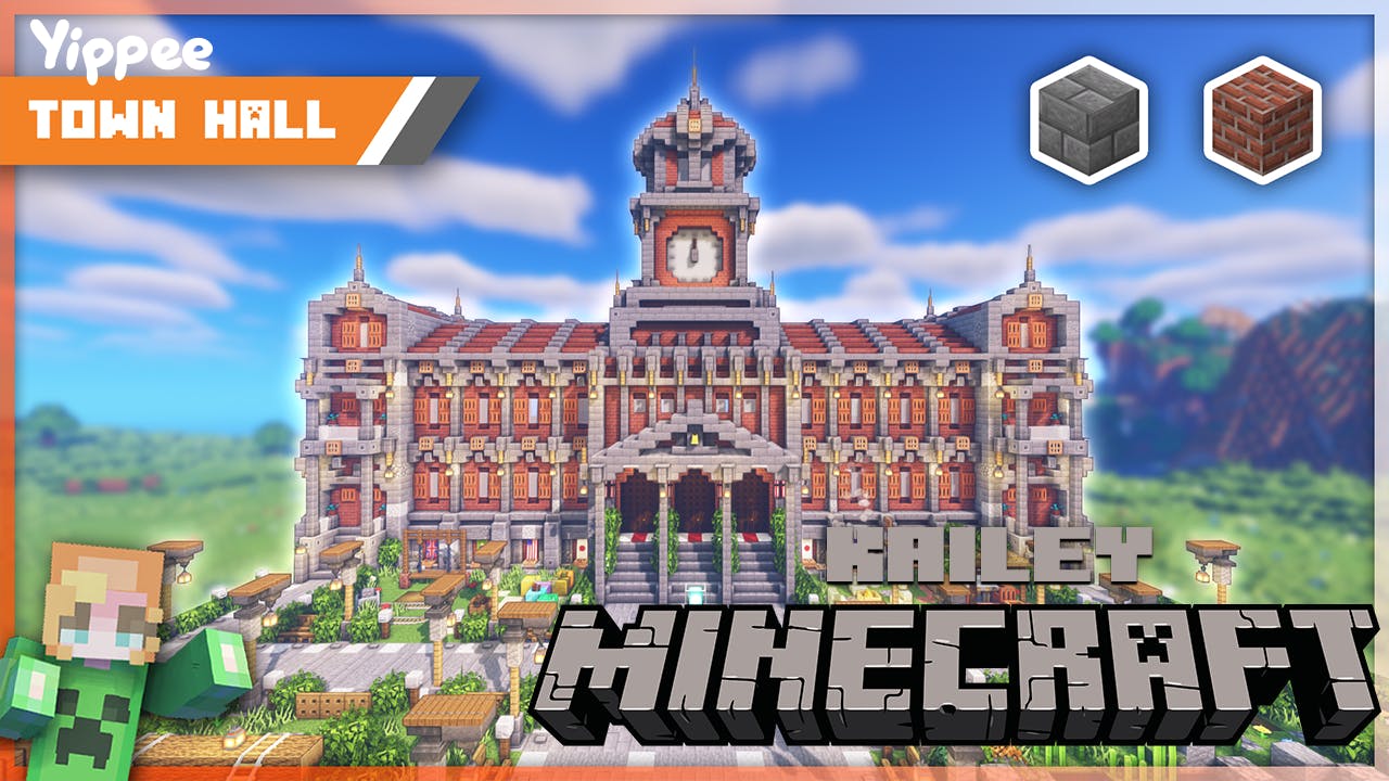 Minecraft: How To Build #16 - A Town Hall | Brick Survival Base ...