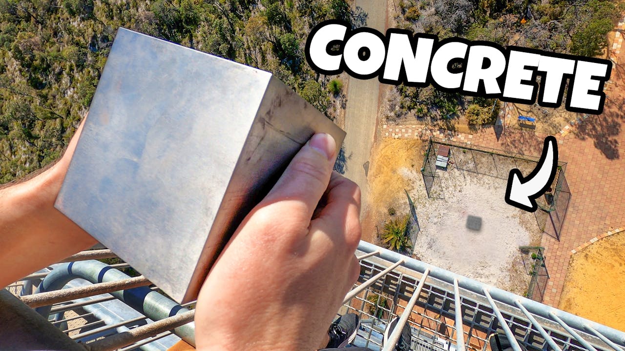 WORLD’S HEAVIEST 4” CUBE Vs. CONCRETE from 45m! - How Ridiculous ...