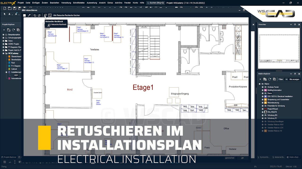 Retuschieren im Installationsplan - WSCADEMY