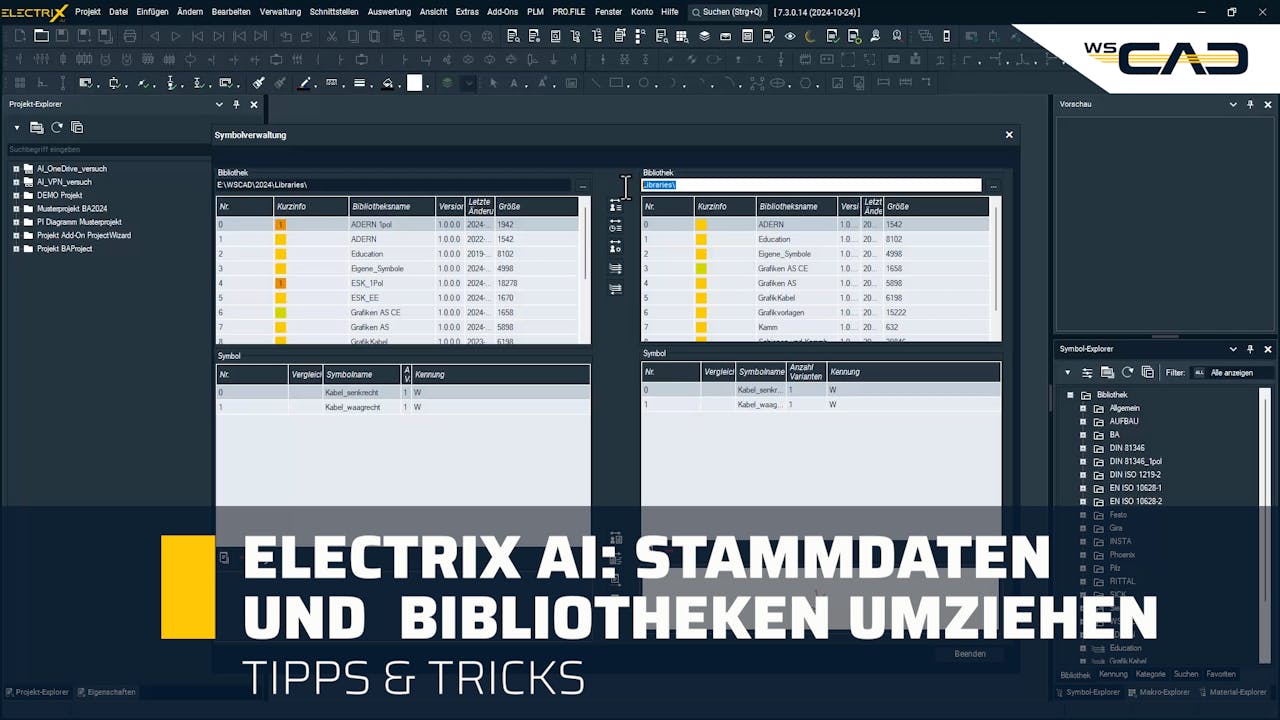 ELECTRIX AI: Stammdaten und Bibliotheken umziehen - Tipps & Tricks - WSCADEMY