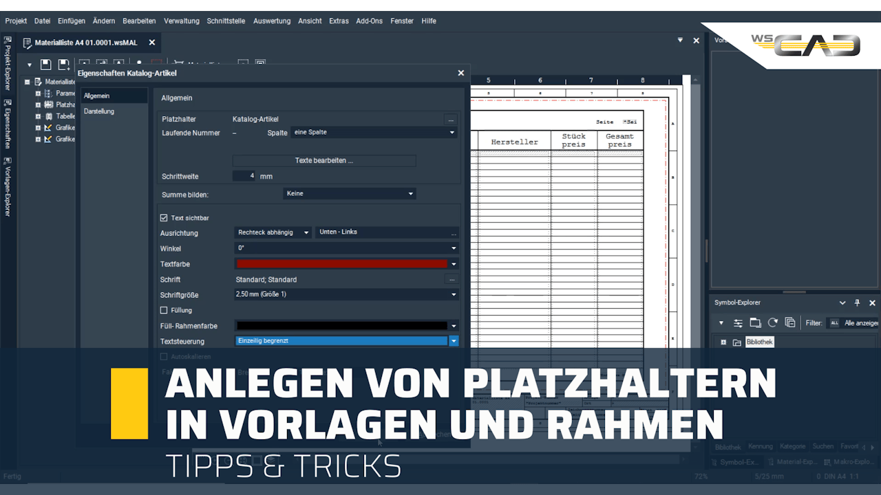 Anlegen von Platzhaltern in Rahmen und Vorlagen - Tipps & Tricks - WSCADEMY