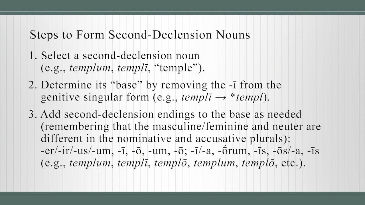 Basics of Latin - Session 4 - Second-Declension Nouns - Basics of Latin ...